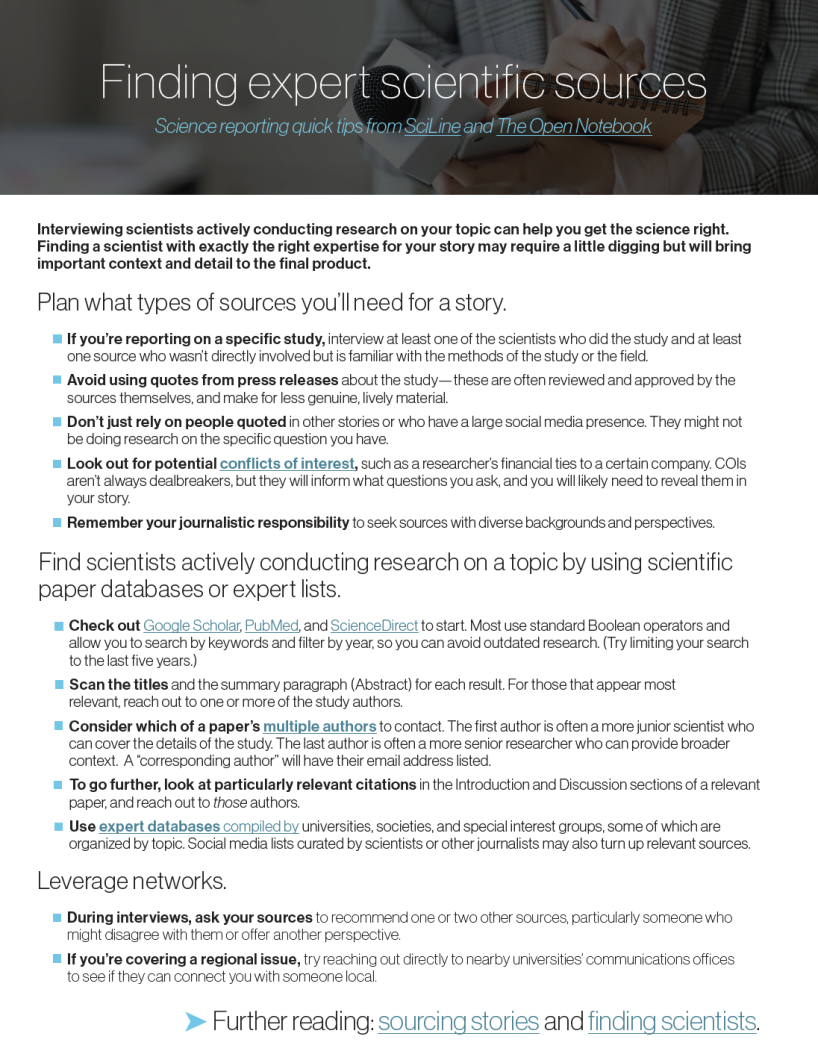 Finding Expert Scientific Sources - The Open Notebook